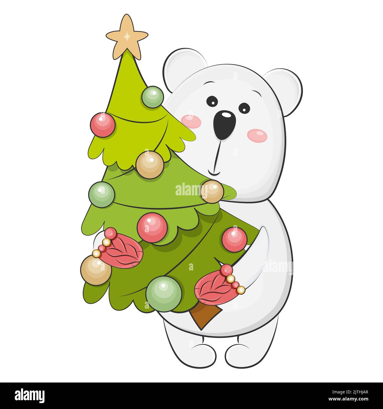 Cute polar bear with christmas tree Stock Vector Image & Art - Alamy
