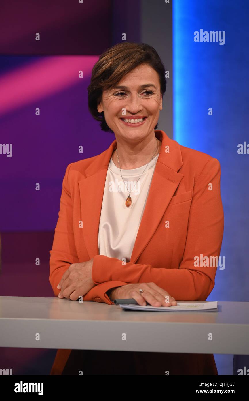 Cologne, Germany. 30th Aug, 2022. Moderator Sandra Maischberger poses ...