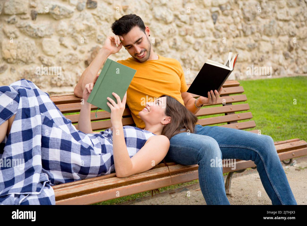 Portrait cute couple reading book hi-res stock photography and images ...