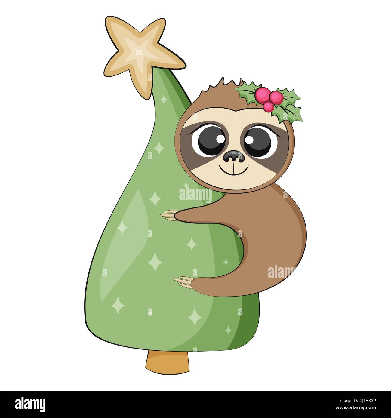 Cute christmas sloth. Winter holidays Stock Vector Image & Art - Alamy