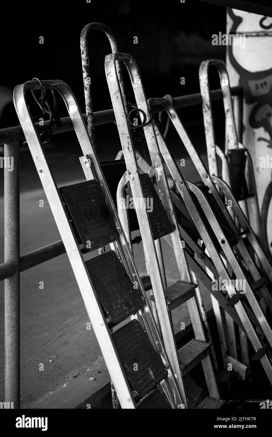 Steel ladders Black and White Stock Photos & Images - Alamy