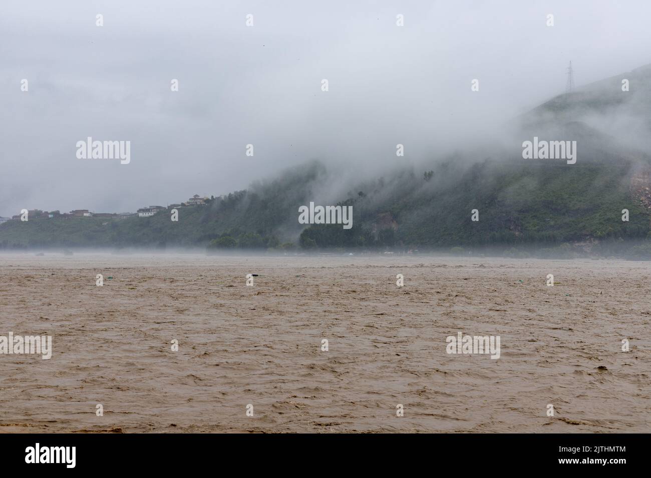 Heavy flood due to monsoon rainfall at the swat valley in the river ...