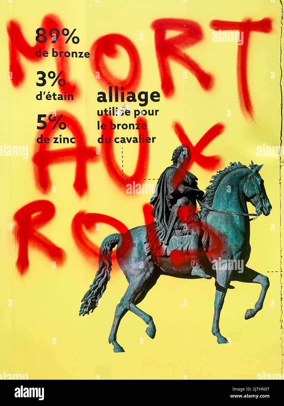 Ongoing restauration works of King Louis XIV statue, Lyon, France Stock ...