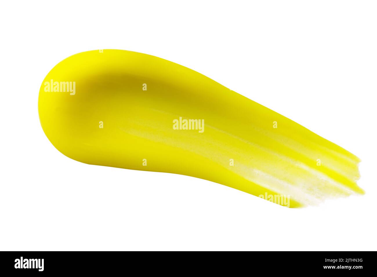 Yellow gel abstract colour smear. Yellow dye hair smudge isolated on ...