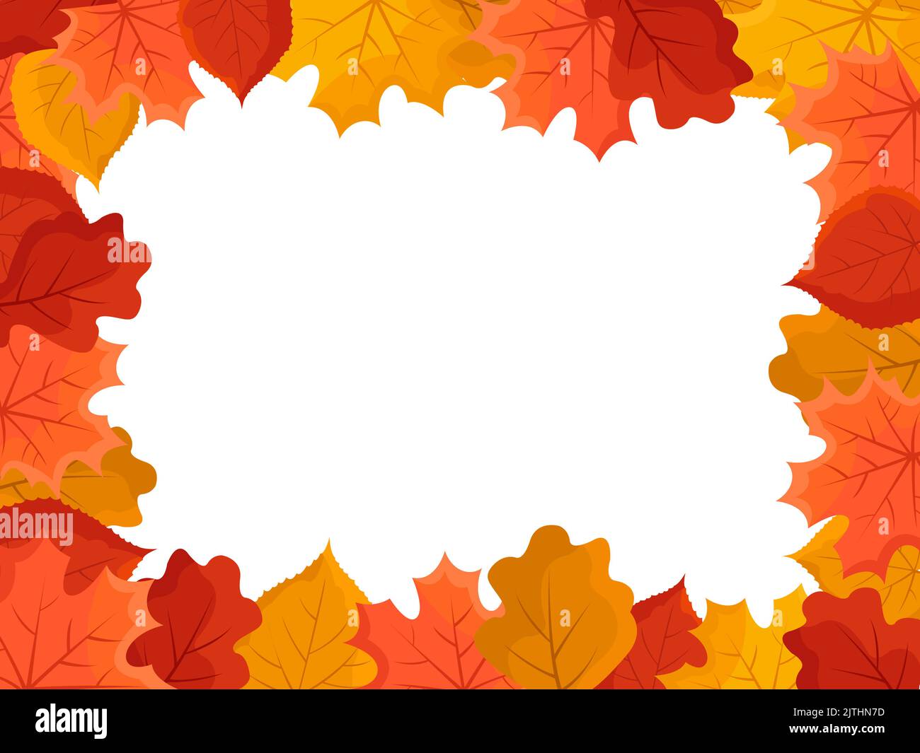 Autumn leaves frame background. Flat style. Vector illustration Stock ...