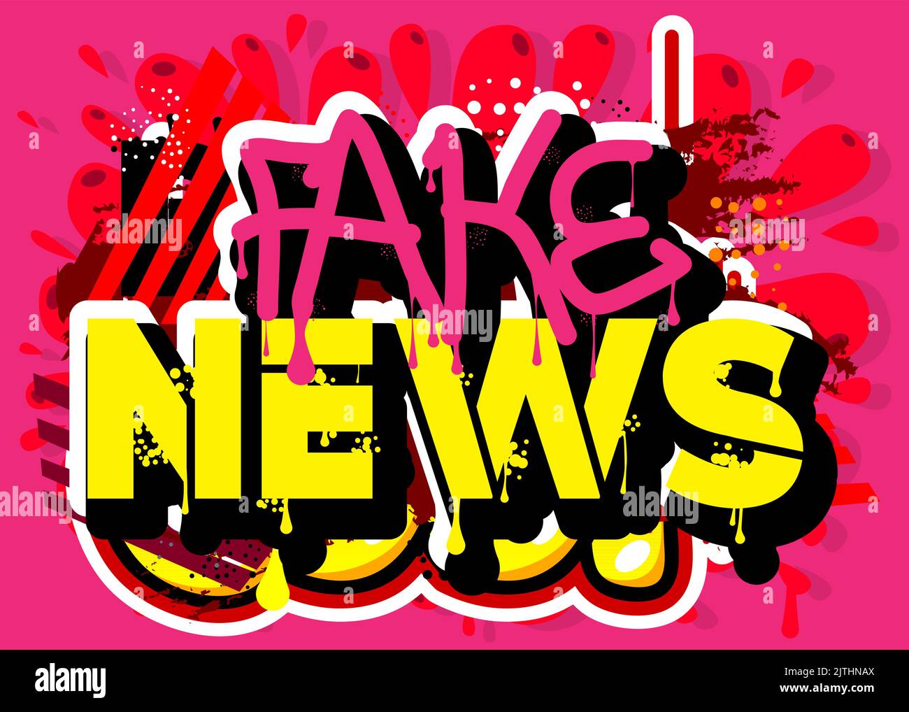 Fake News Graffiti tag. Abstract modern street art decoration performed ...