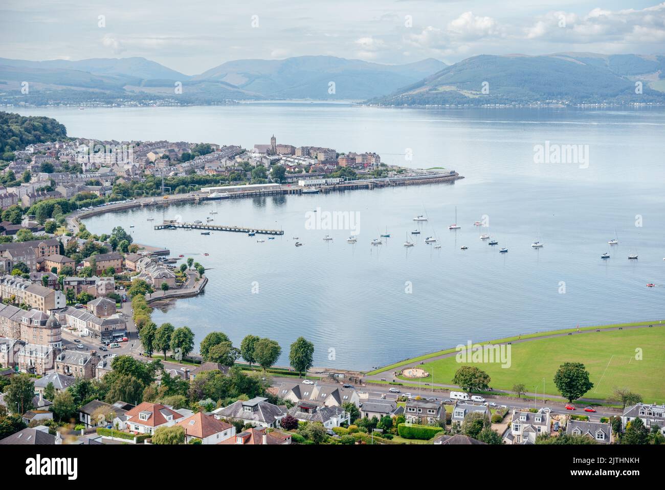 A view of Gourock and Gourock Bay on the Firth of Clyde, seen from the viewpoint on Lyle Hill ...