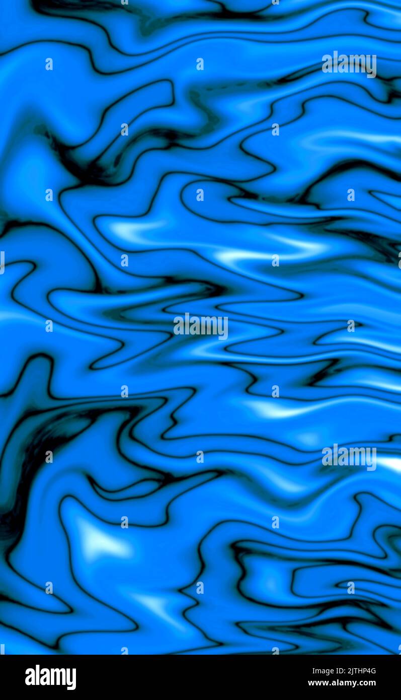 Illustration of gradient blue color chaotic flowing liquid for abstract ...