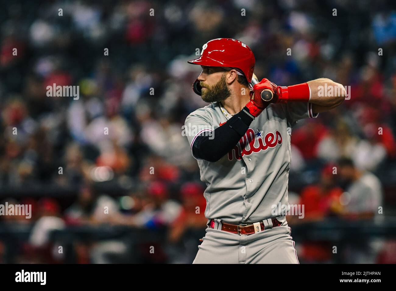 Philadelphia Phillies designated hitter Bryce Harper (3) stands in the ...
