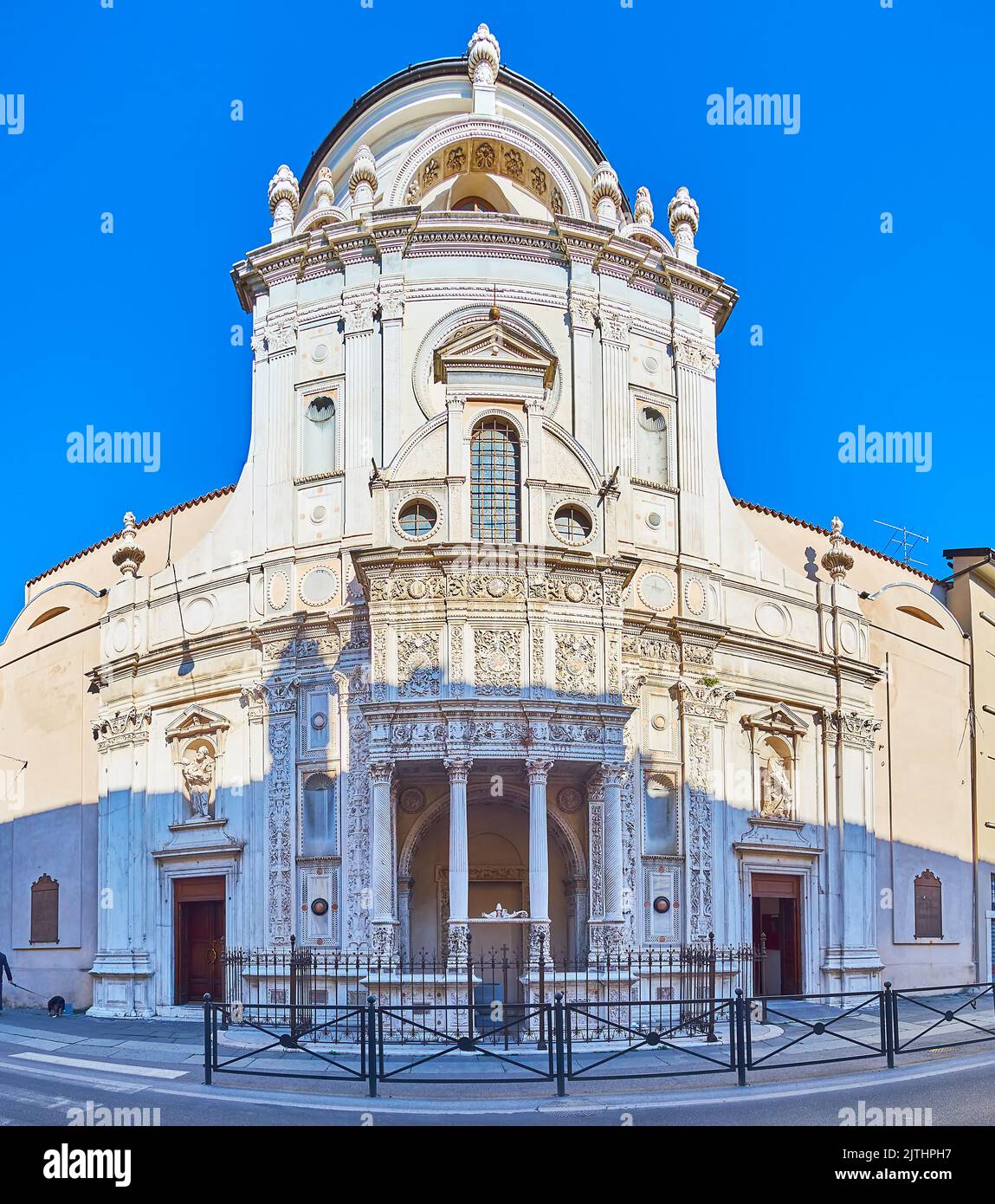 Panoramic facade of Santa Maria dei Miracoli Church, decorated with ...