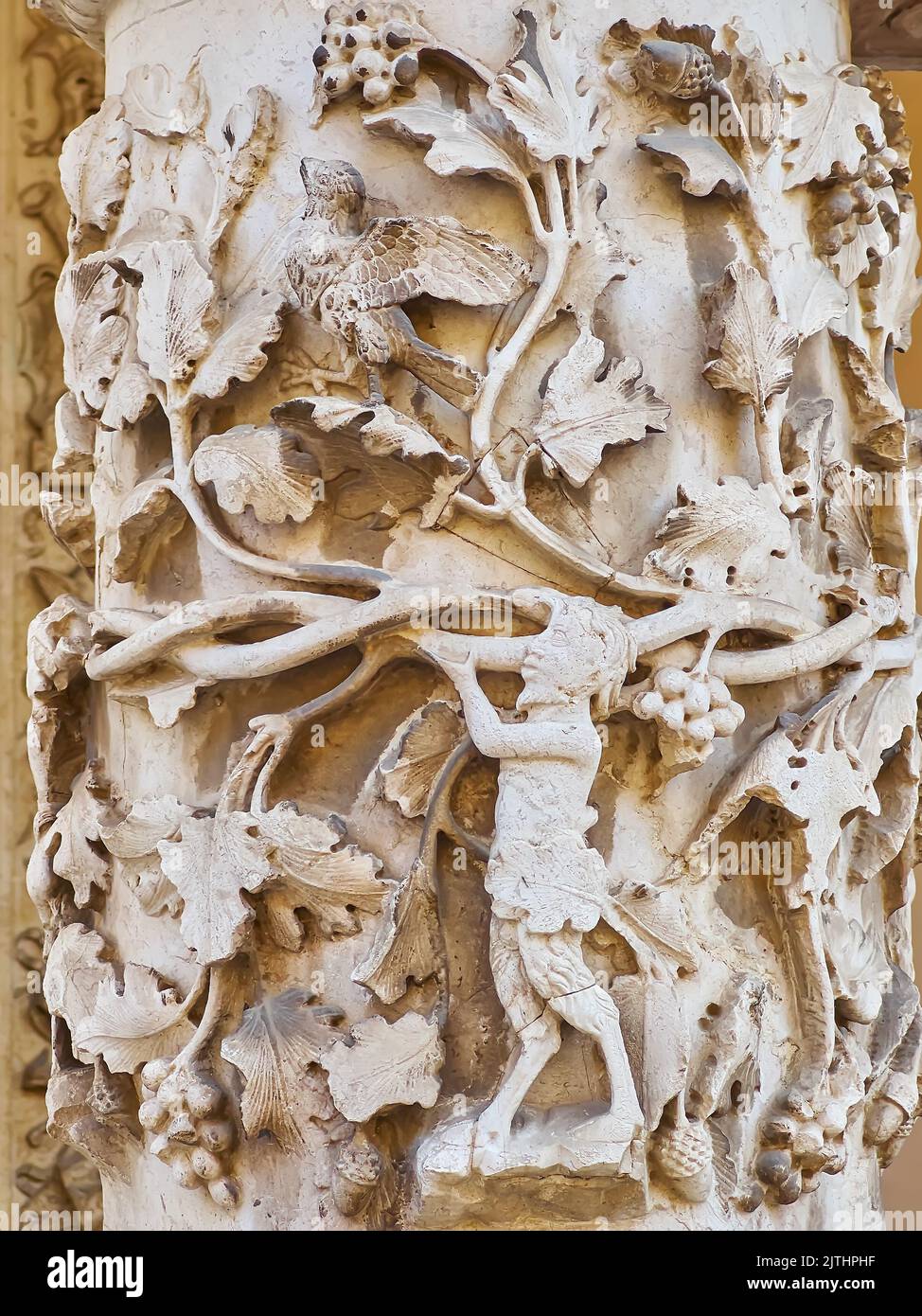 The carved detail of the column on the facade of Santa Maria dei ...