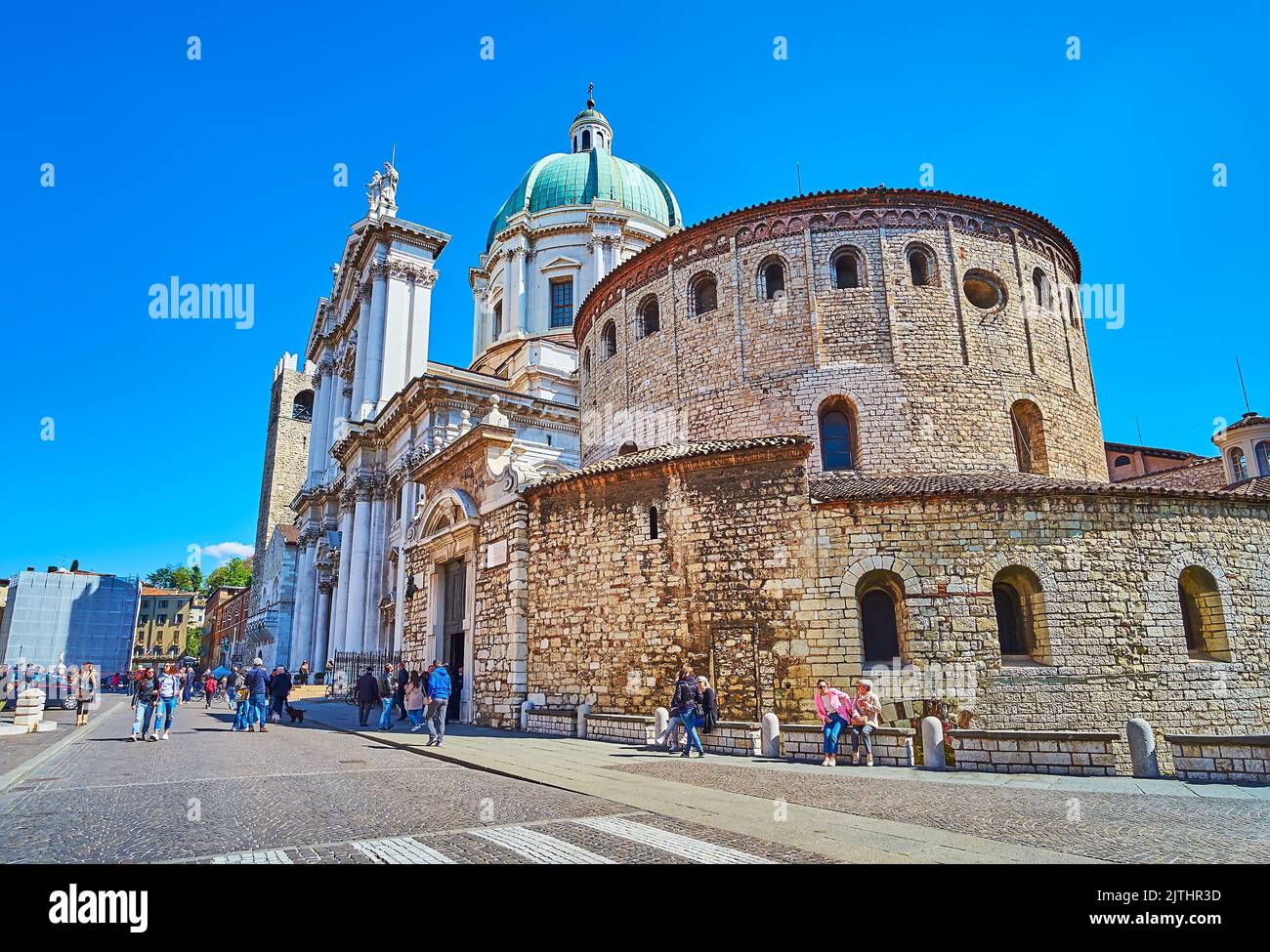 BRESCIA, ITALY - APRIL 10, 2022: Medieval Piazza Paolo VI (Piazza del ...