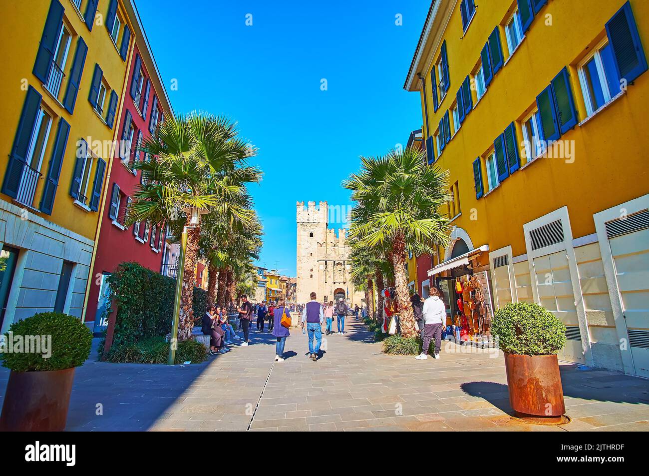 SIRMIONE, ITALY - APRIL 10, 2022: Enjoy the walk down historic Piazza ...