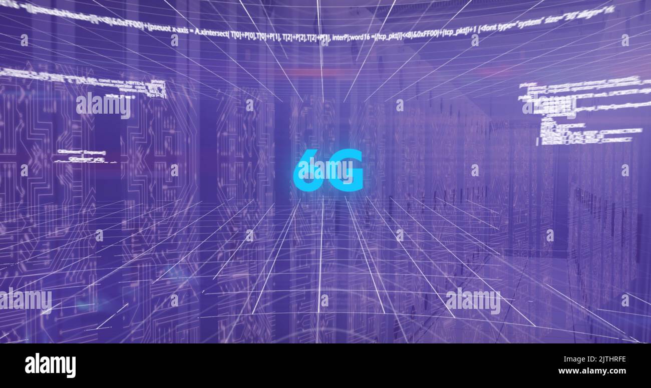 Image of data processing and scope scanning over server room Stock Photo - Alamy