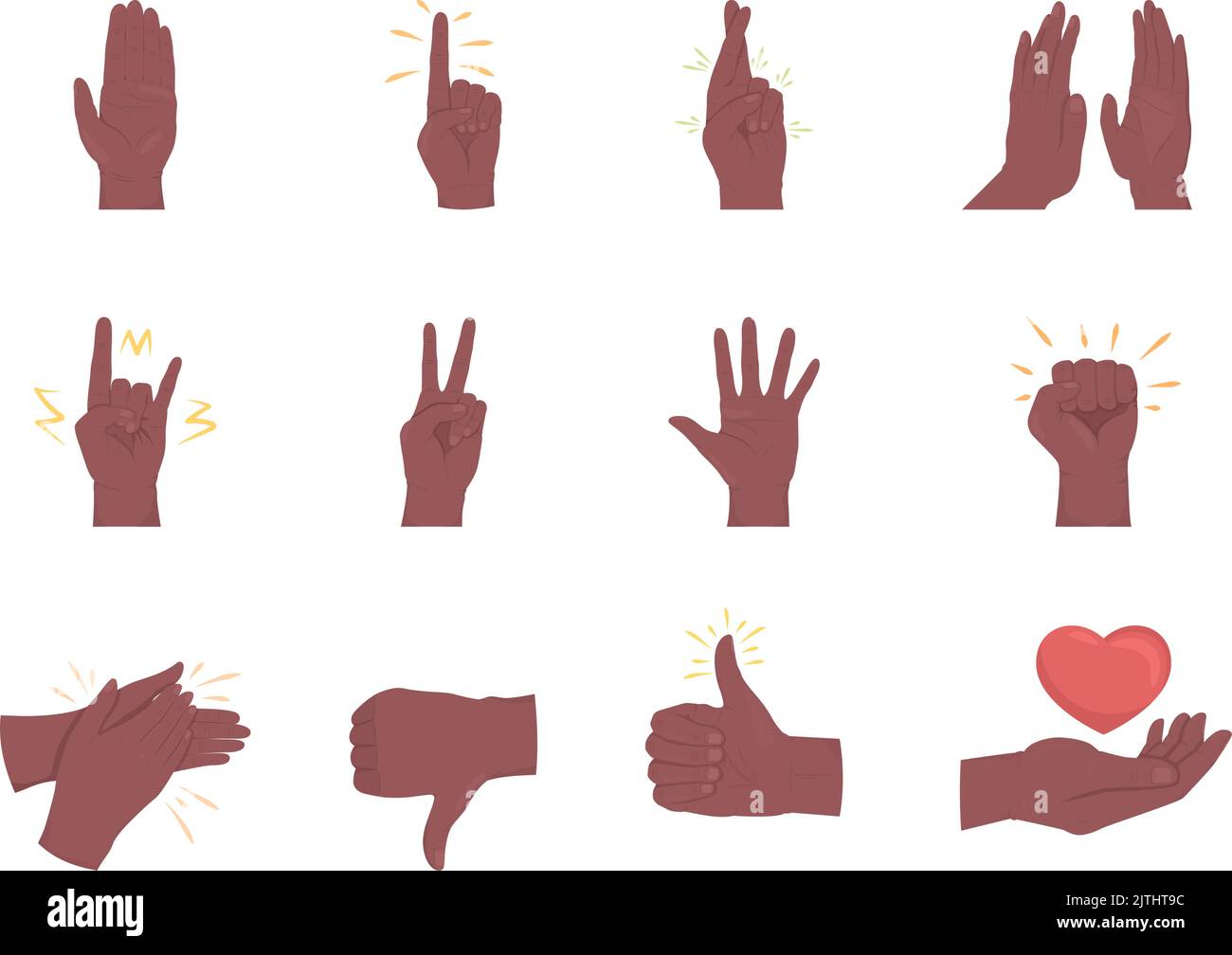 Manual explanation semi flat color vector hand gesture set Stock Vector ...