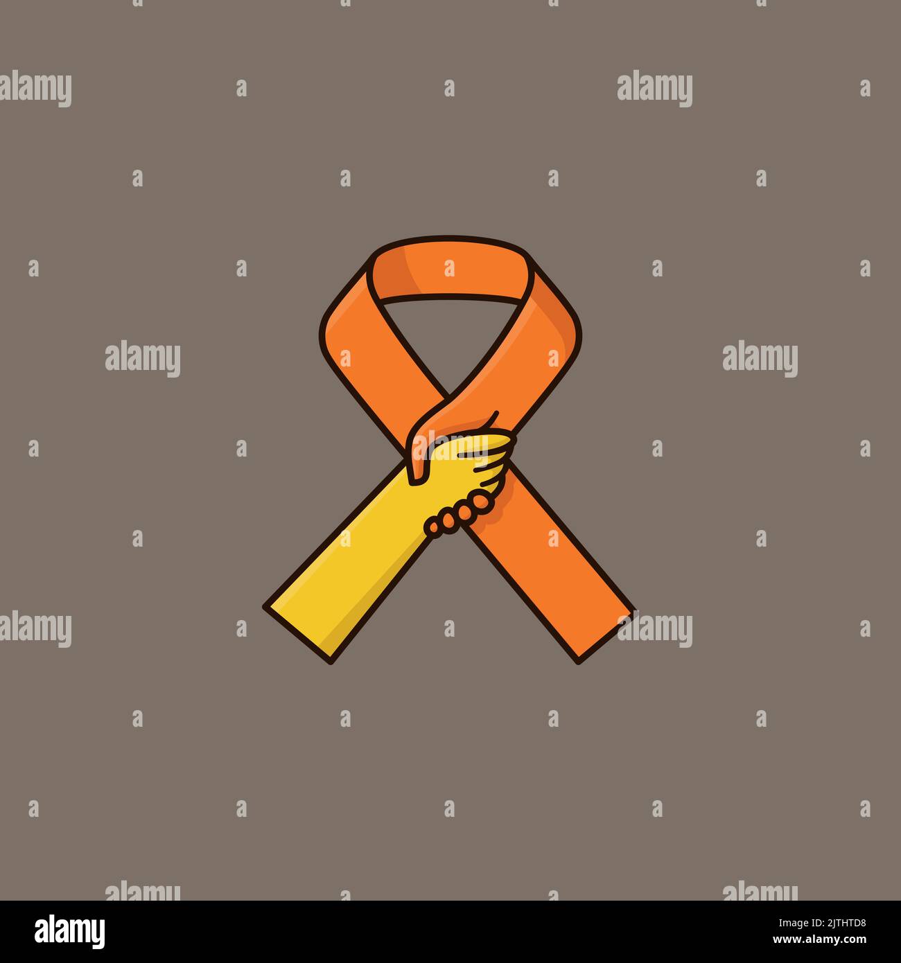 Yellow and orange ribbon with helping hand vector illustration for ...