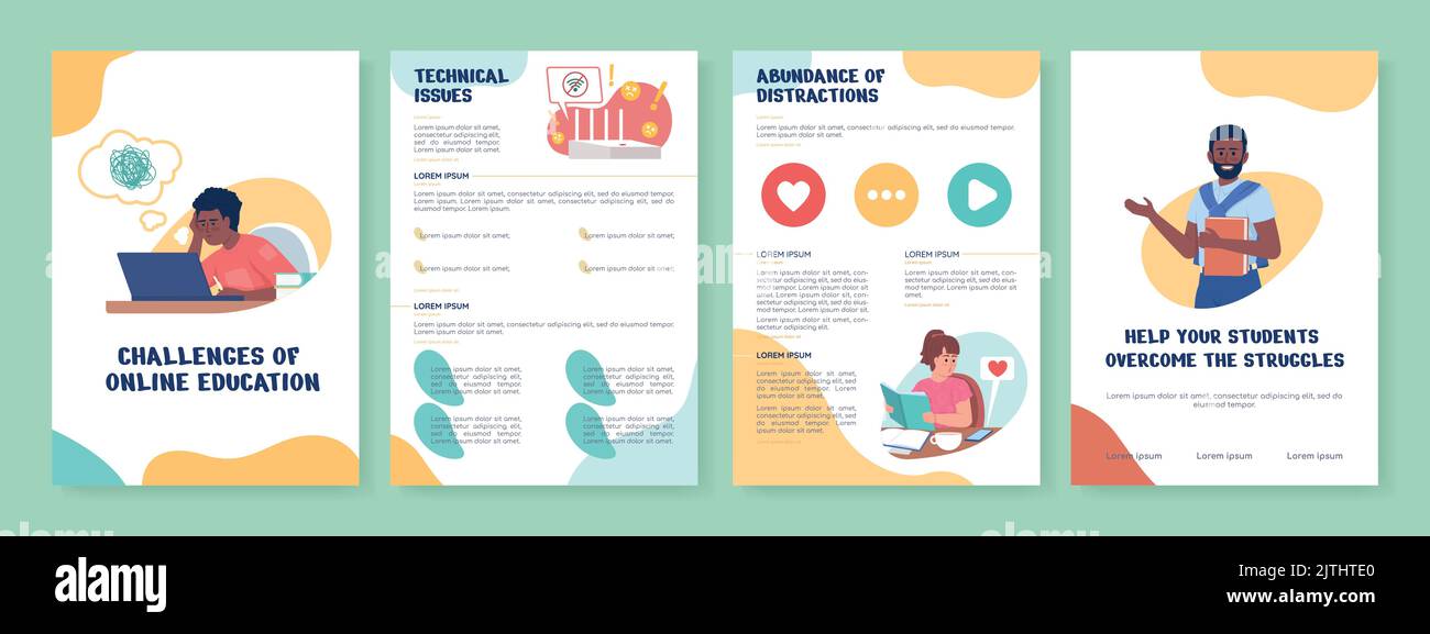 Online education challenge flat vector brochure template Stock Vector ...