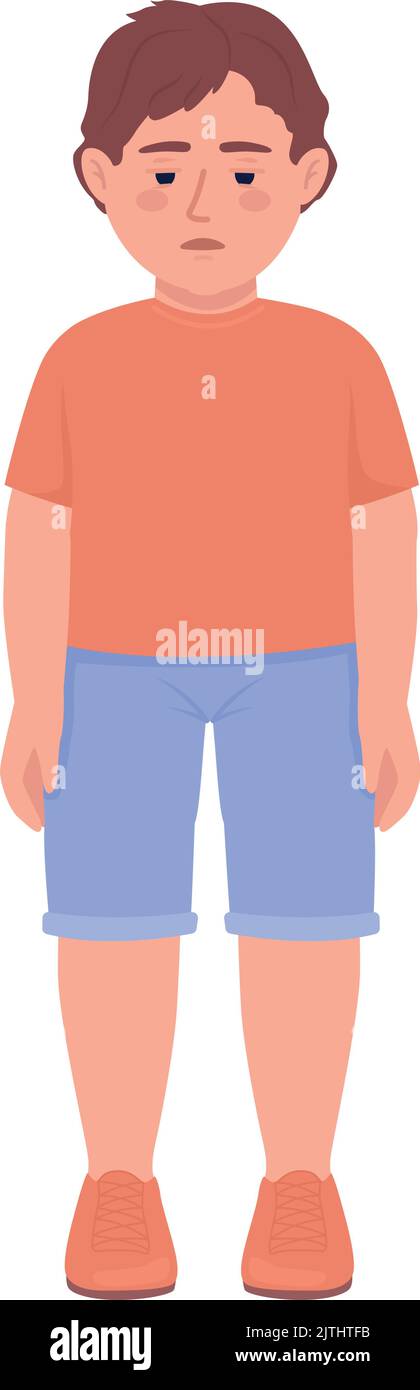 Upset little boy semi flat color vector character Stock Vector Image ...