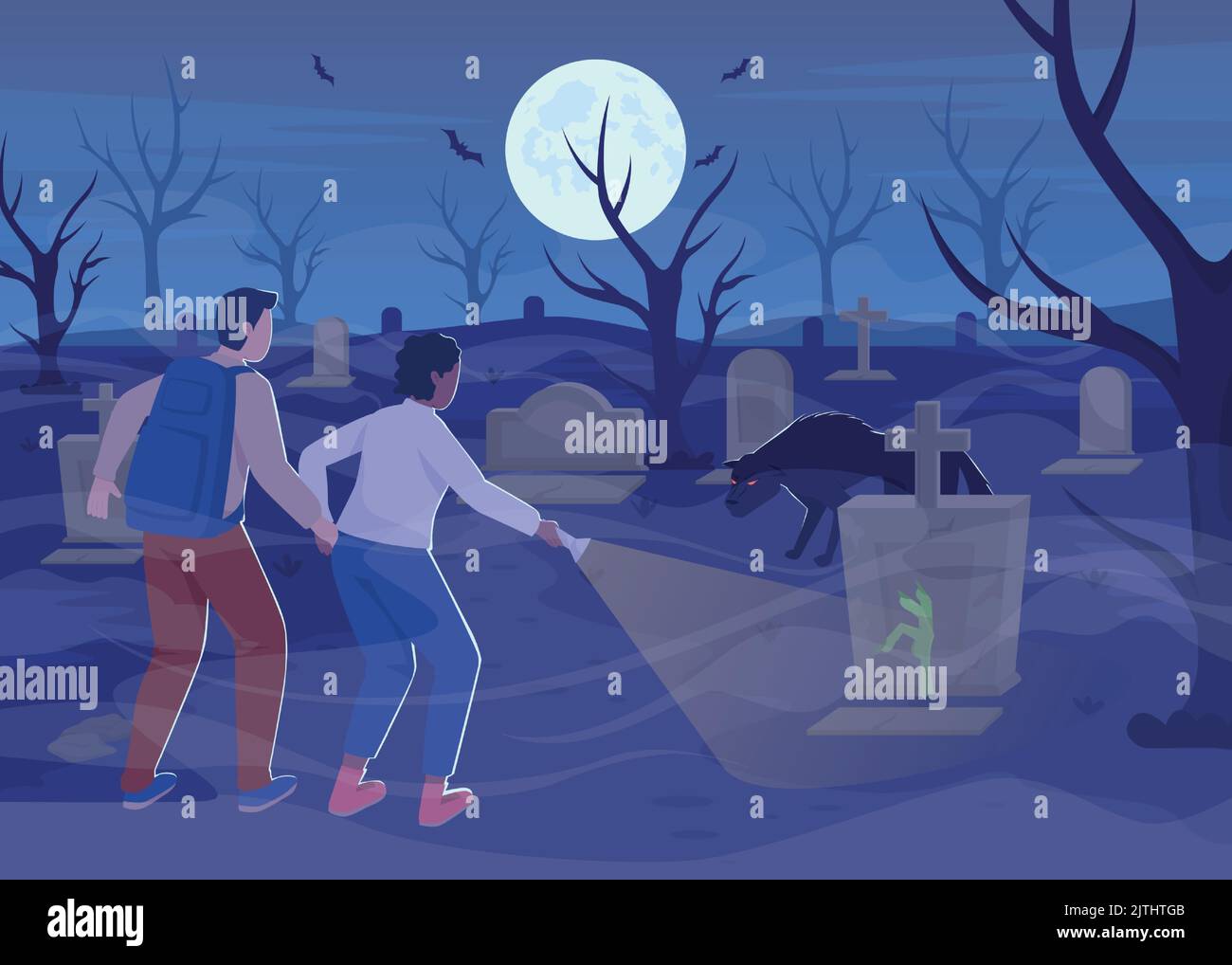 Graveyard flat color vector illustration Stock Vector Image & Art - Alamy