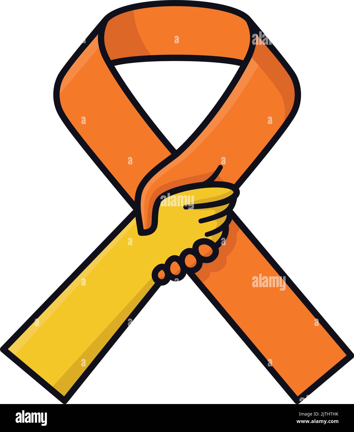 Yellow and orange ribbon with helping hand isolated vector illustration ...
