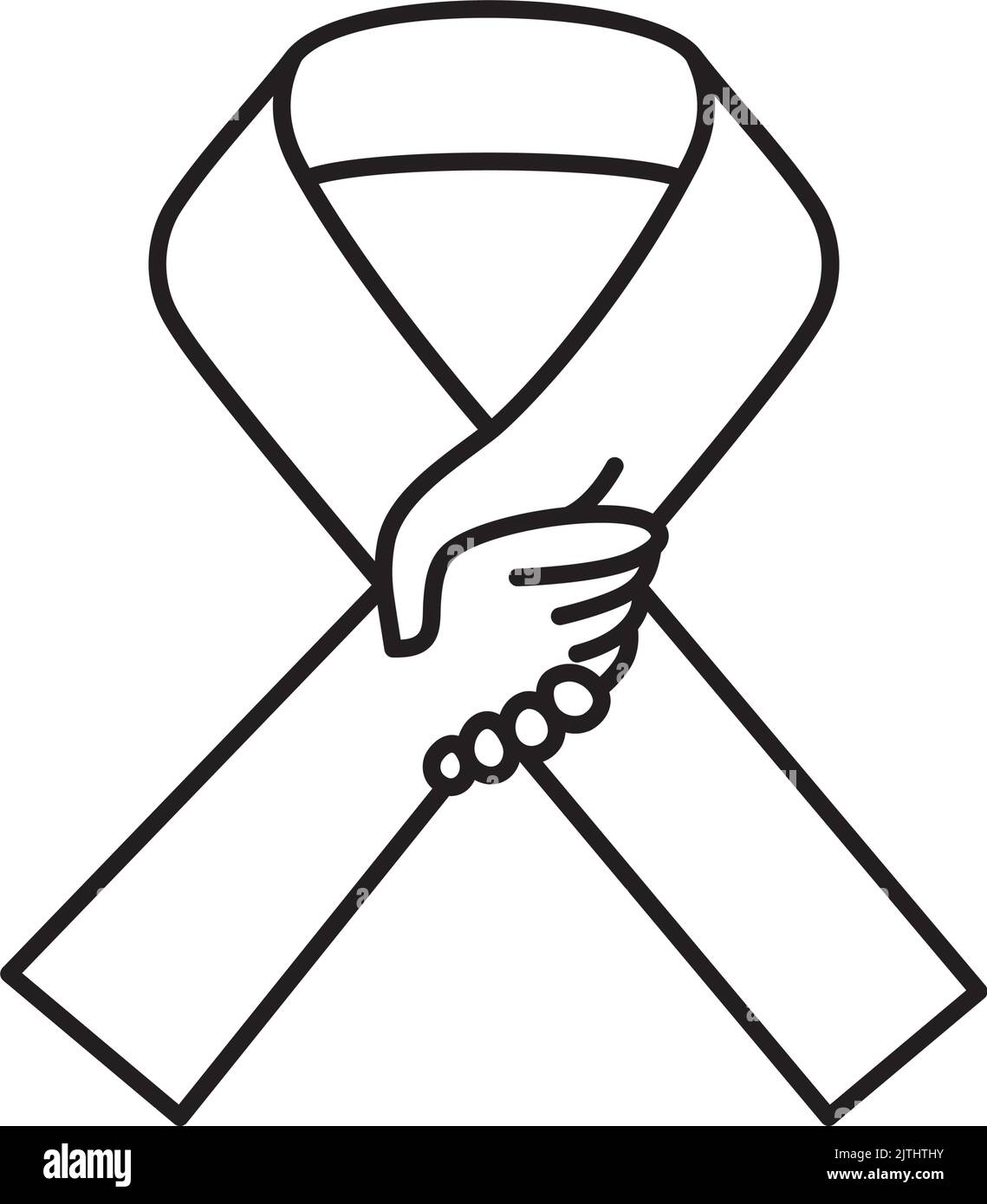Awareness ribbon with helping hand vector line icon for Suicide ...