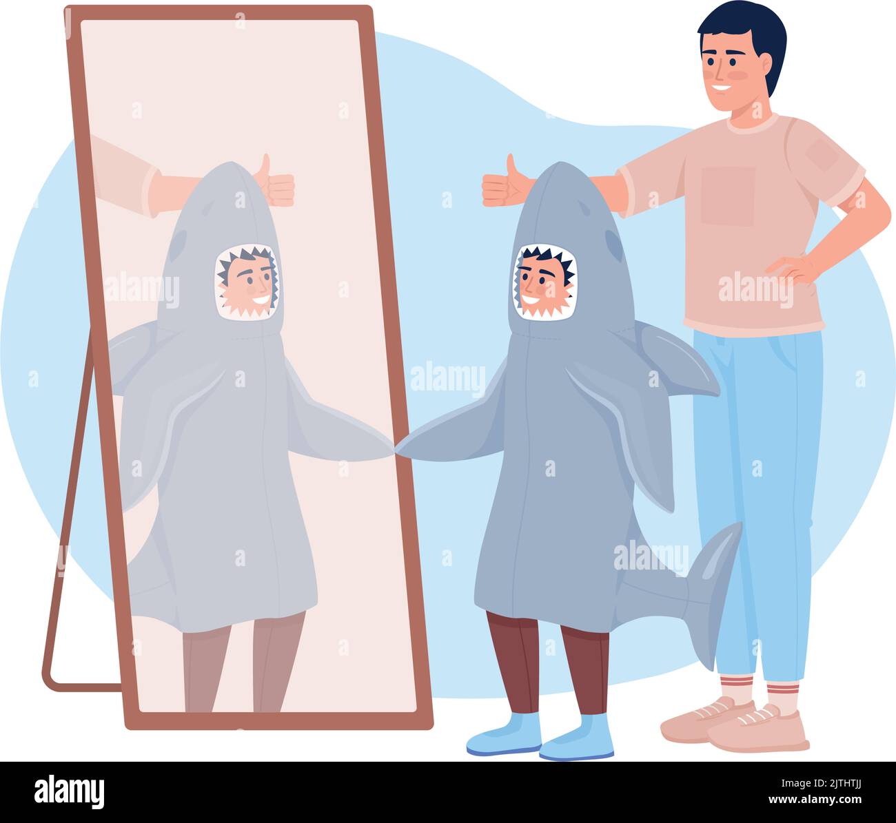 Picking halloween costume 2D vector isolated illustration Stock Vector ...