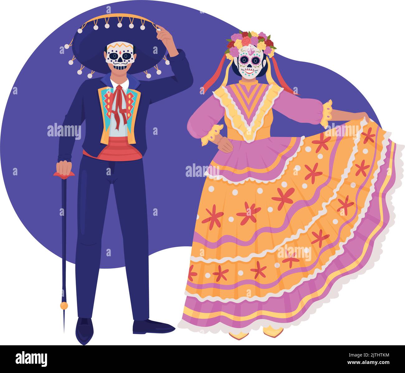 Day of dead 2D vector isolated illustration Stock Vector Image & Art ...
