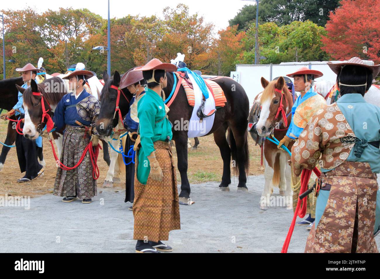 Ancient Japanese Samurai warriors and horses Stock Photo - Alamy