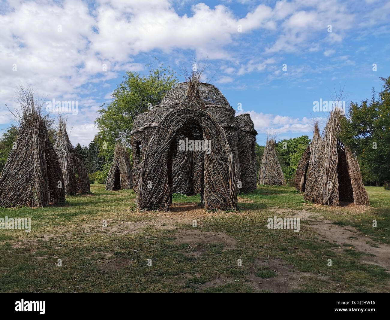 The straw formations in the shapes of arches and huts in the Montreal ...