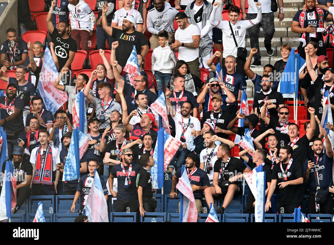 PARIS - Paris Saint Germain supporters during the French Ligue 1 match ...