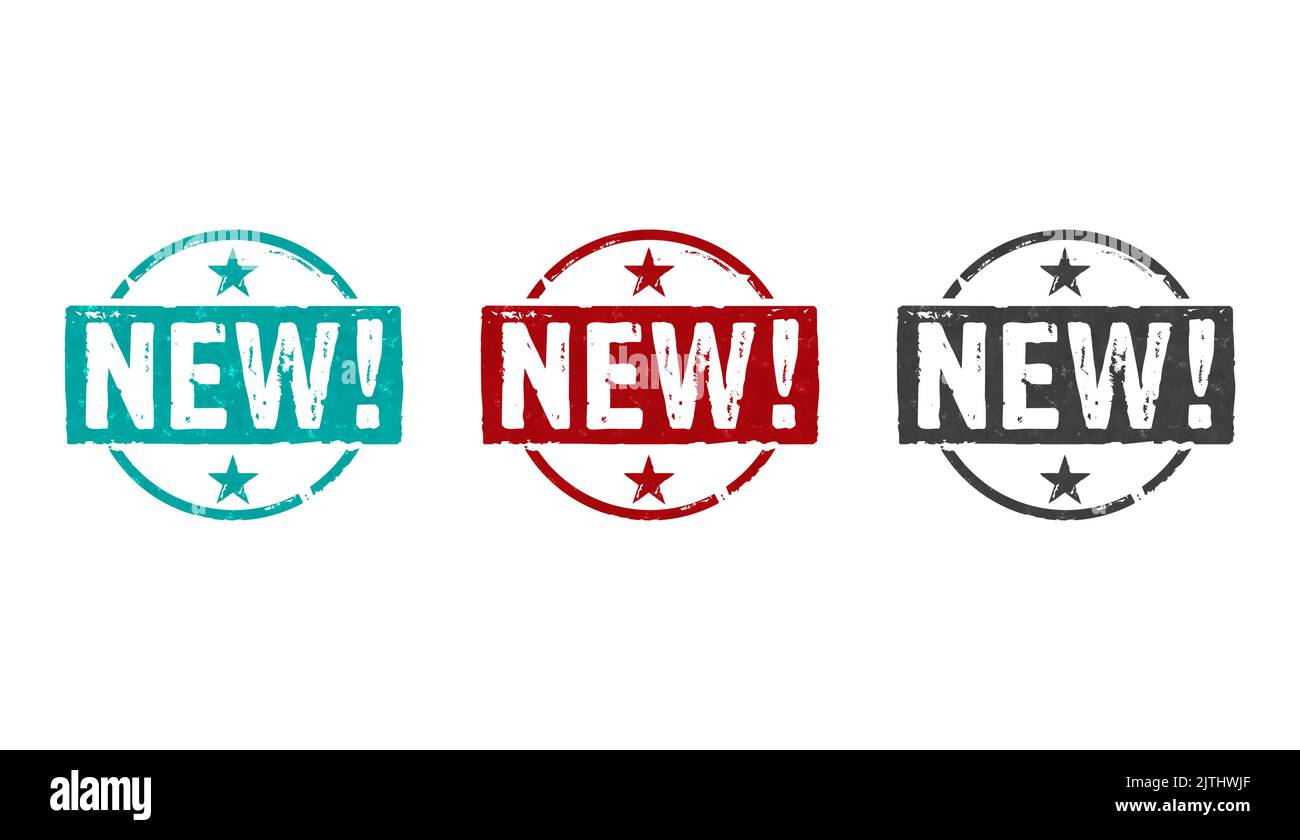 New stamp icons in few color versions. Fresh offer promotion concept 3D ...