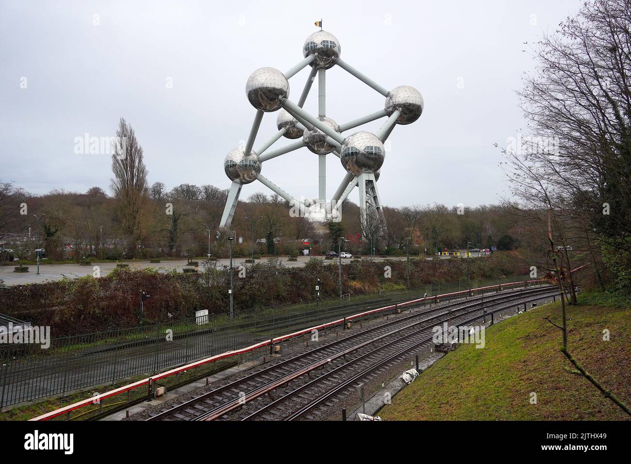 Smooth shot for Atomium in Belgium Stock Photo - Alamy
