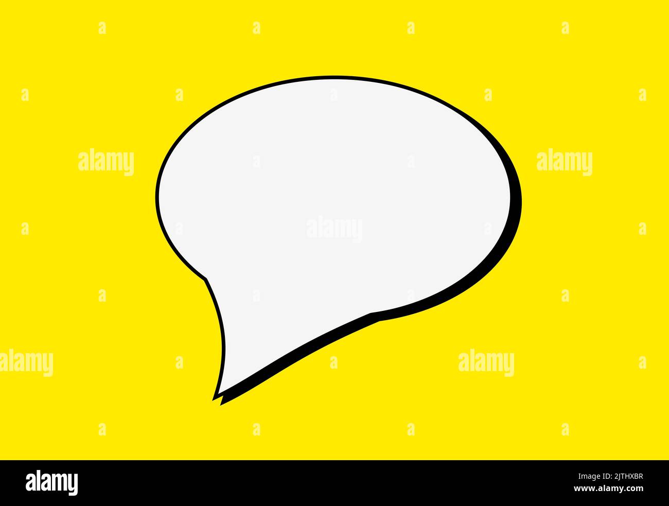 A blank empty comic book speech bubble, white layout on a yellow ...