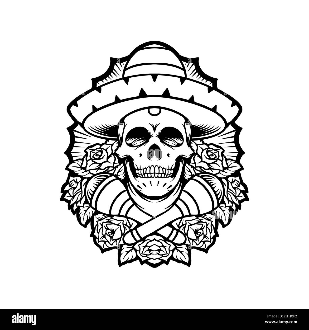 Dia De Los Muertos Sombrero Vector illustrations for your work Logo, mascot merchandise t-shirt ...