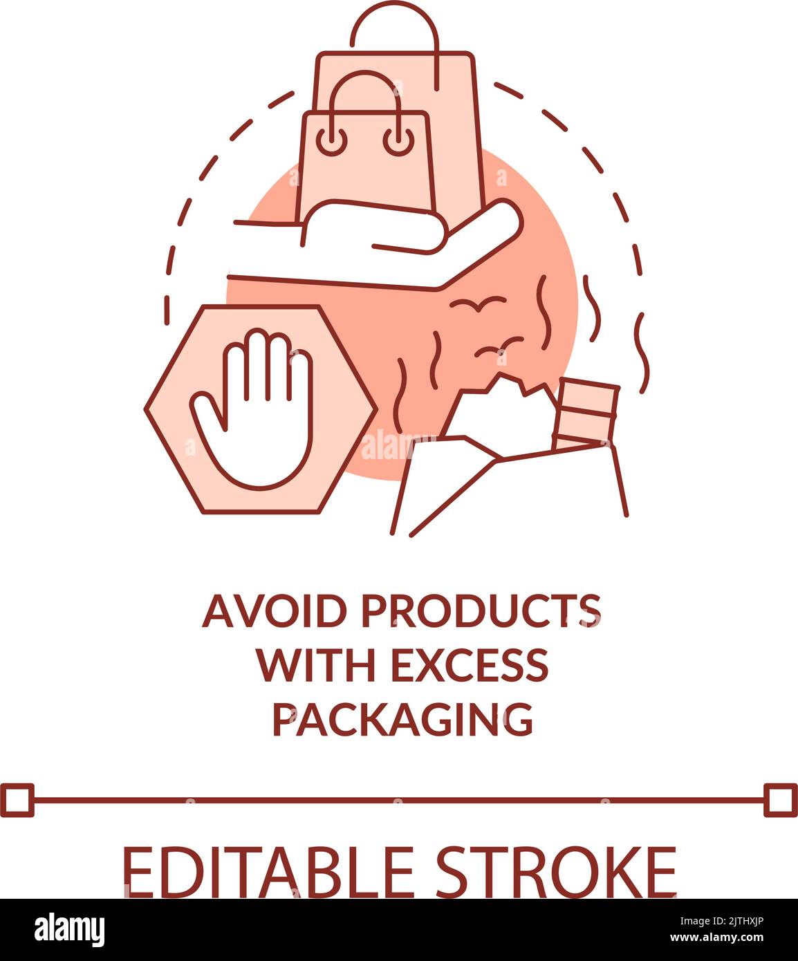 Avoid products with excess packaging terracotta concept icon Stock ... Avoid products with excess packaging terracotta concept icon Stock ...