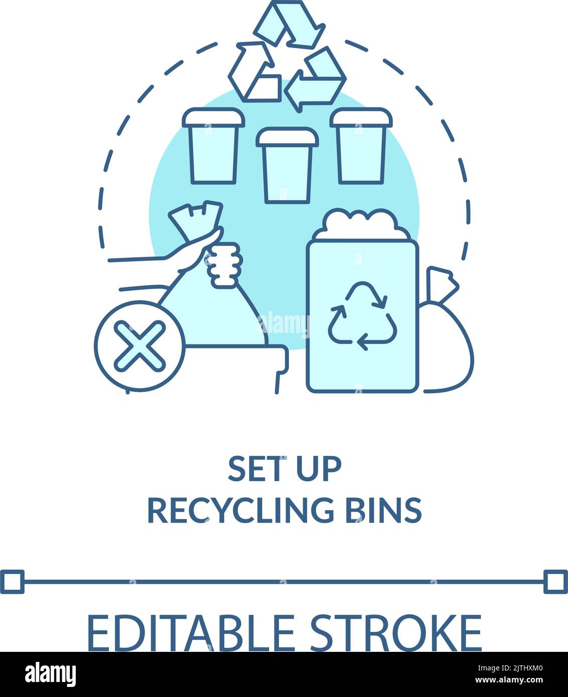 Set up recycling bins turquoise concept icon Stock Vector Image & Art ...