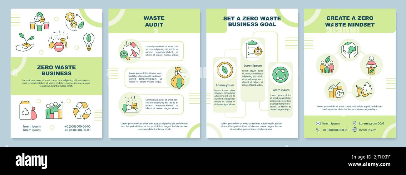 Zero waste business principles green brochure template Stock Vector ...