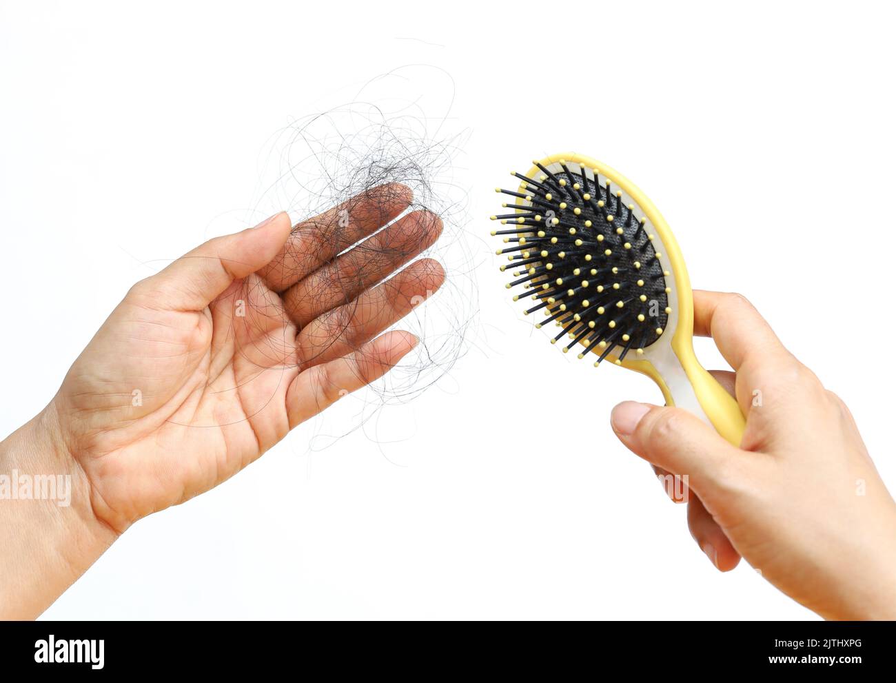 Comb with hair loss caused by stress or health problems, isolated photo ...