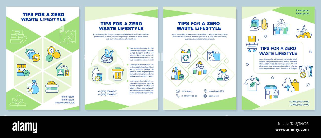 Tips for zero waste lifestyle green brochure template Stock Vector ...