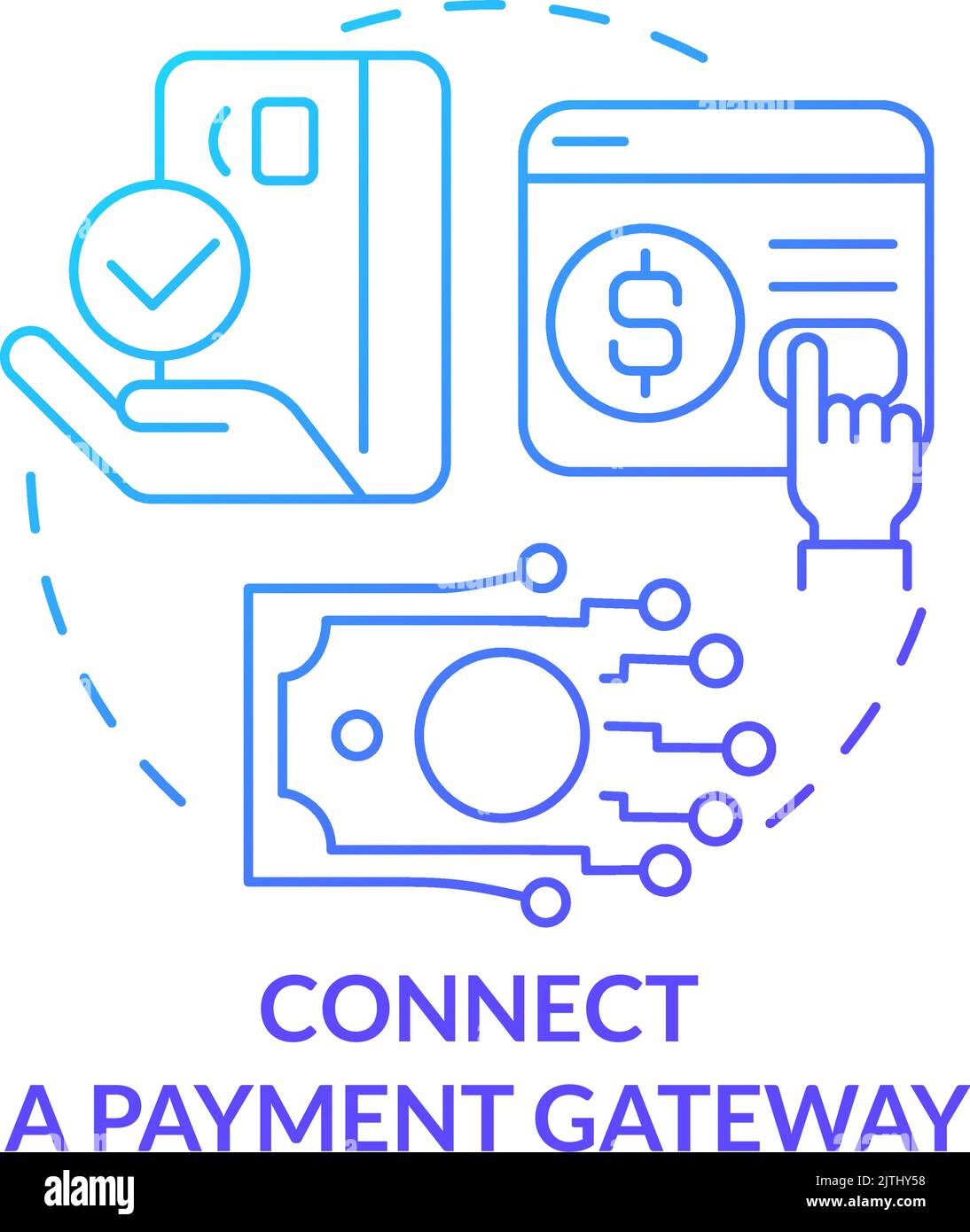 Connect payment gateway blue gradient concept icon Stock Vector Image ...