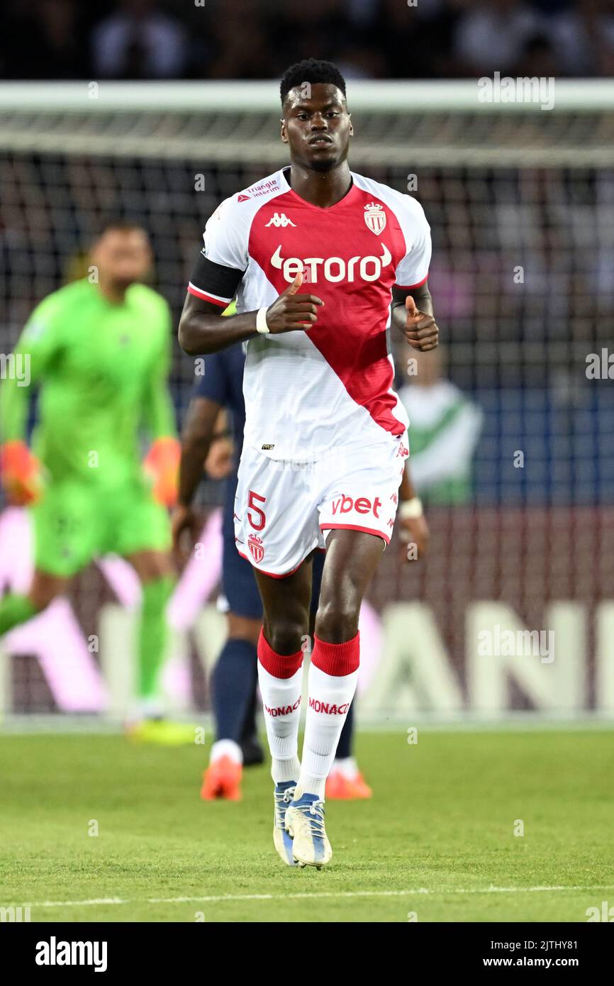 PARIS - Benoit Badiashile of AS Monaco FC during the French Ligue 1 ...