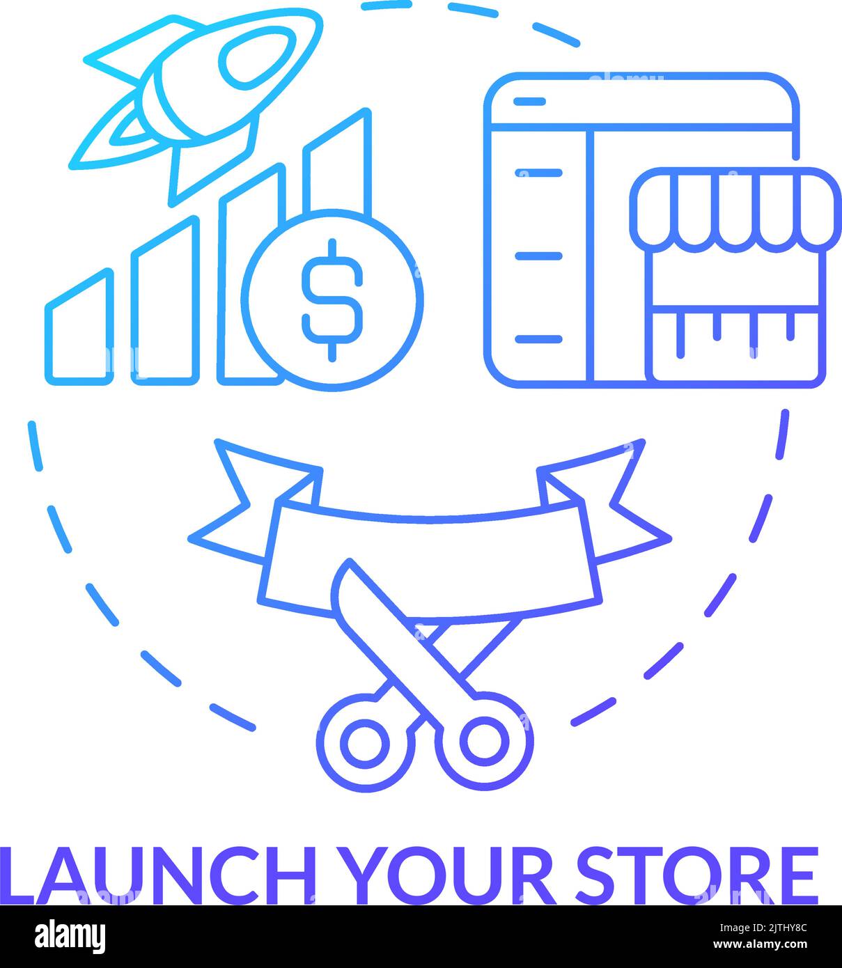 Launch your store blue gradient concept icon Stock Vector Image & Art ...