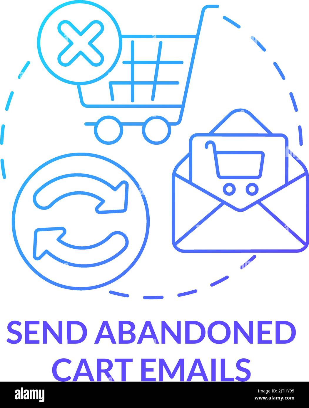 Send abandoned cart emails blue gradient concept icon Stock Vector ...