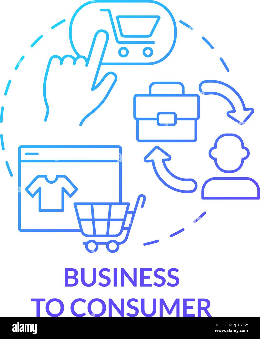 Business to consumer blue gradient concept icon Stock Vector Image ...