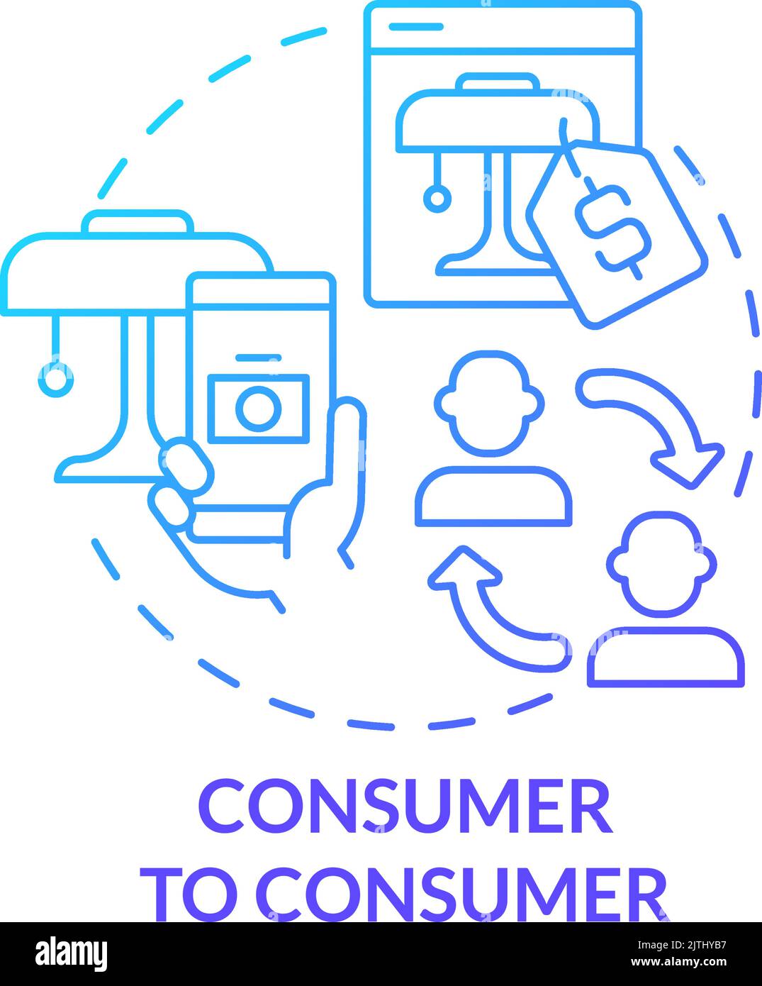 Consumer to consumer blue gradient concept icon Stock Vector Image ...