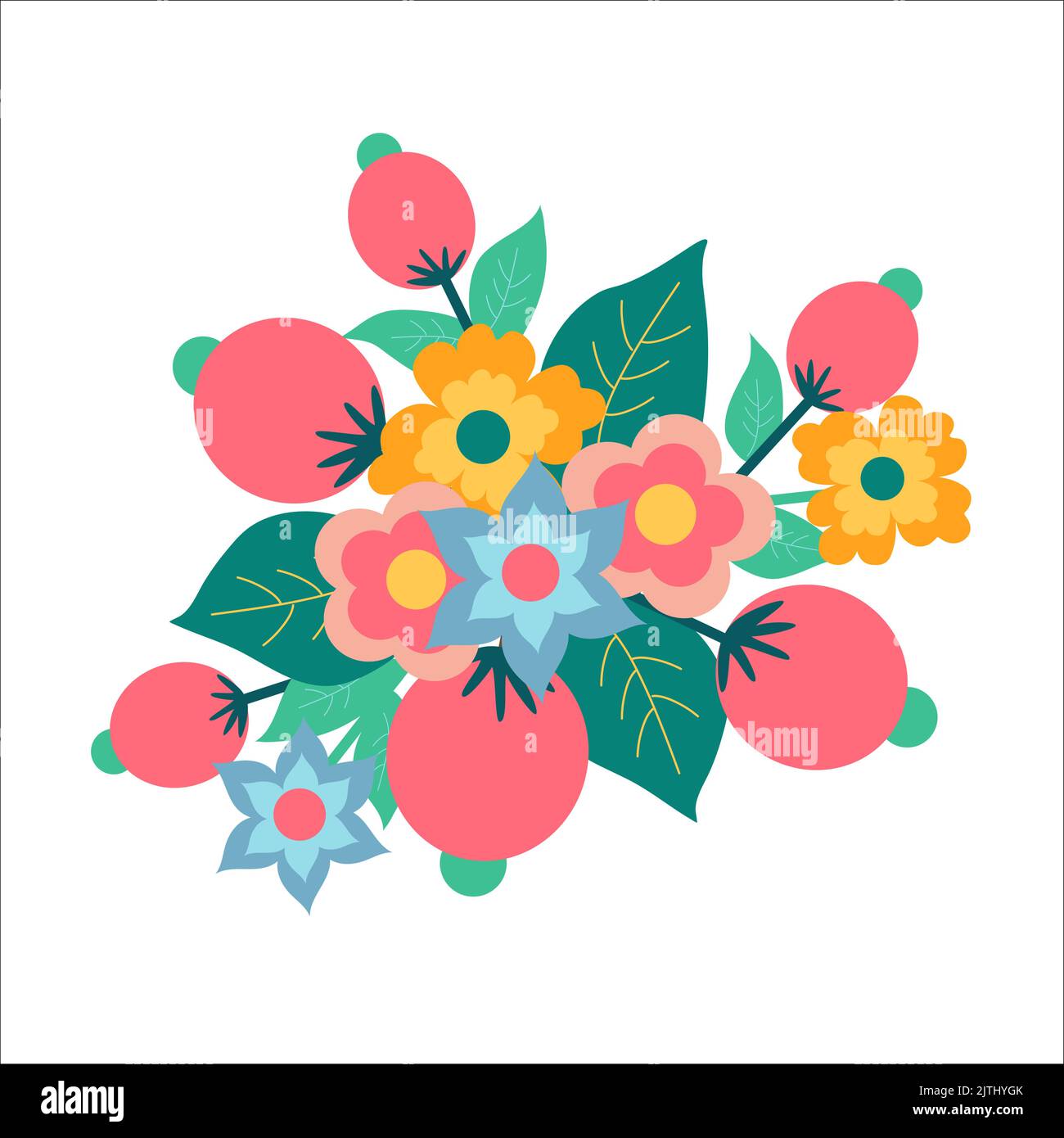 Multi-colored spring bouquet of flowers. Template for a greeting card ...