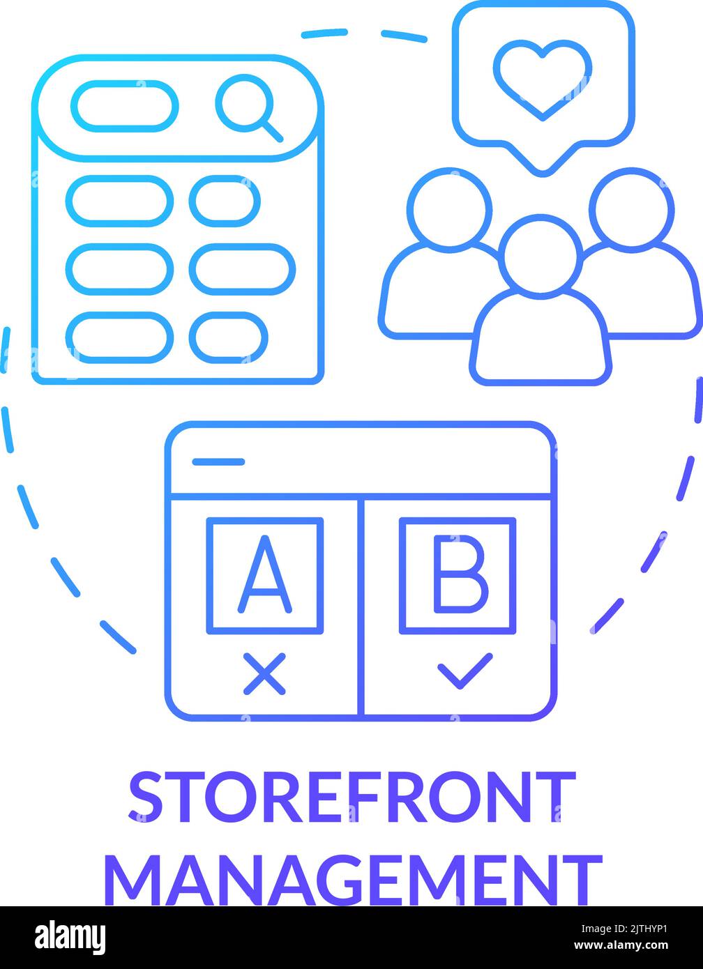 Storefront management blue gradient concept icon Stock Vector Image ...
