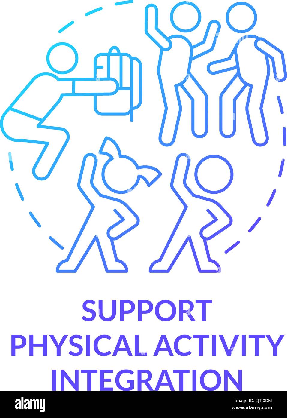 Support physical activity integration blue gradient concept icon Stock ...