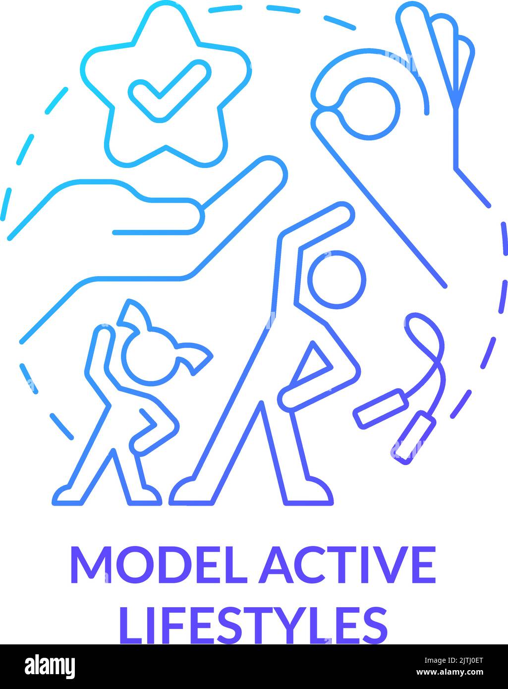 Model active lifestyles blue gradient concept icon Stock Vector Image ...