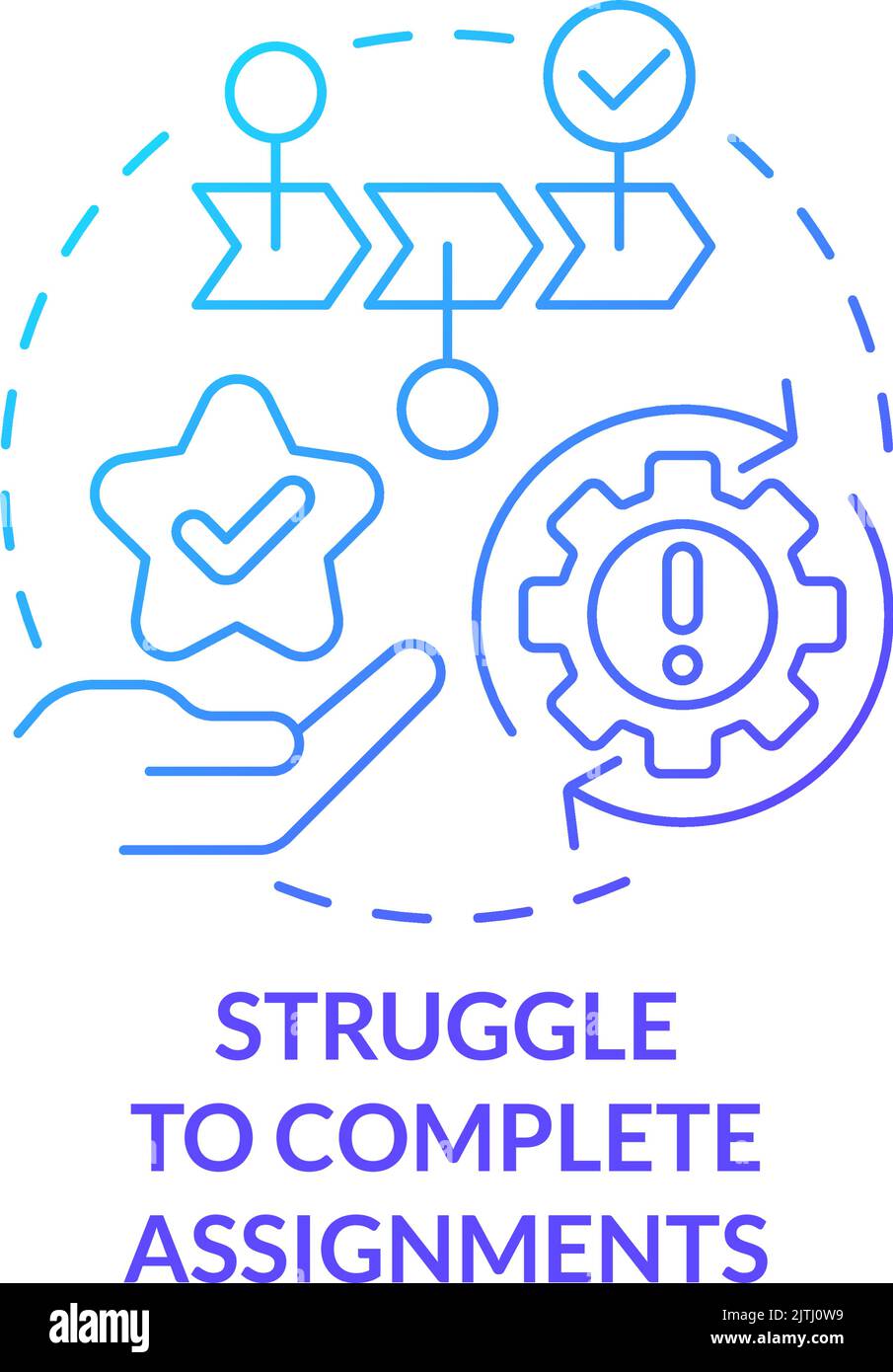 Struggle to complete assignments blue gradient concept icon Stock ...